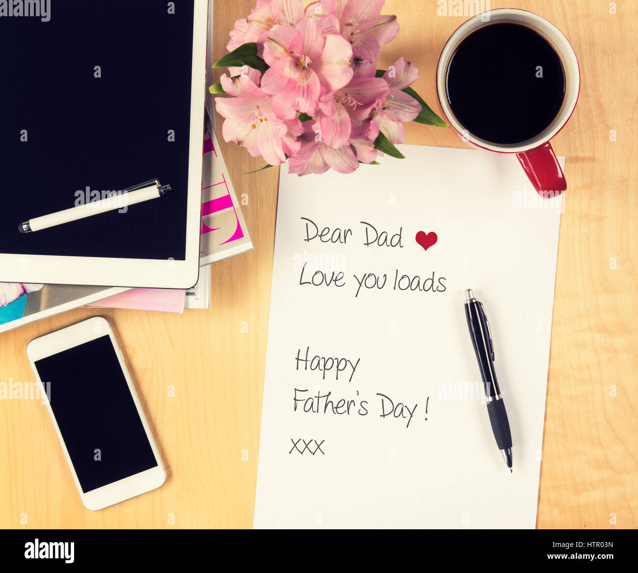 Fathers day concept, Handwritten letter to father Stock Photo - Alamy