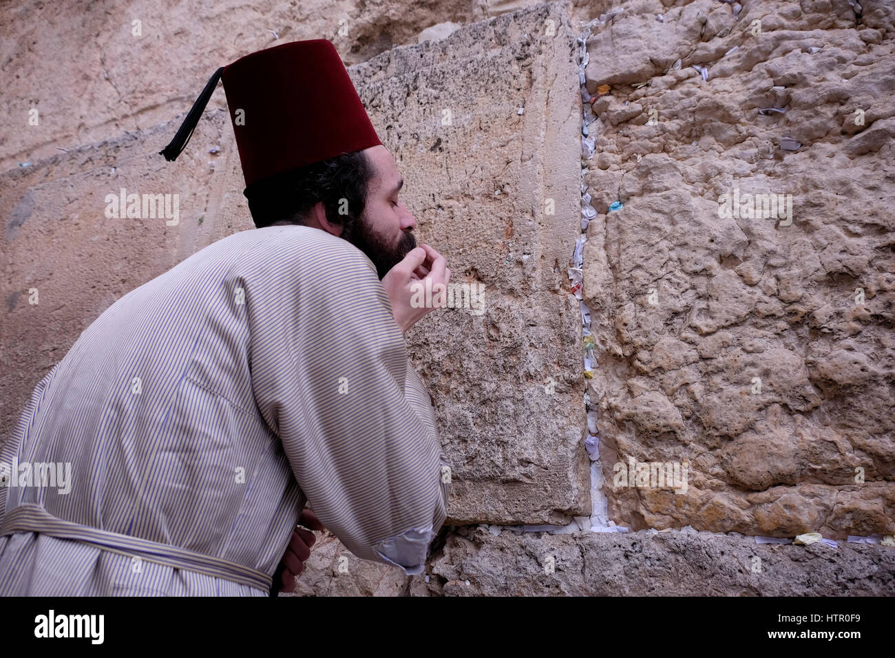 An Ultra Orthodox Jew wearing a traditional Muslim Tarboosh or Fez hat ...