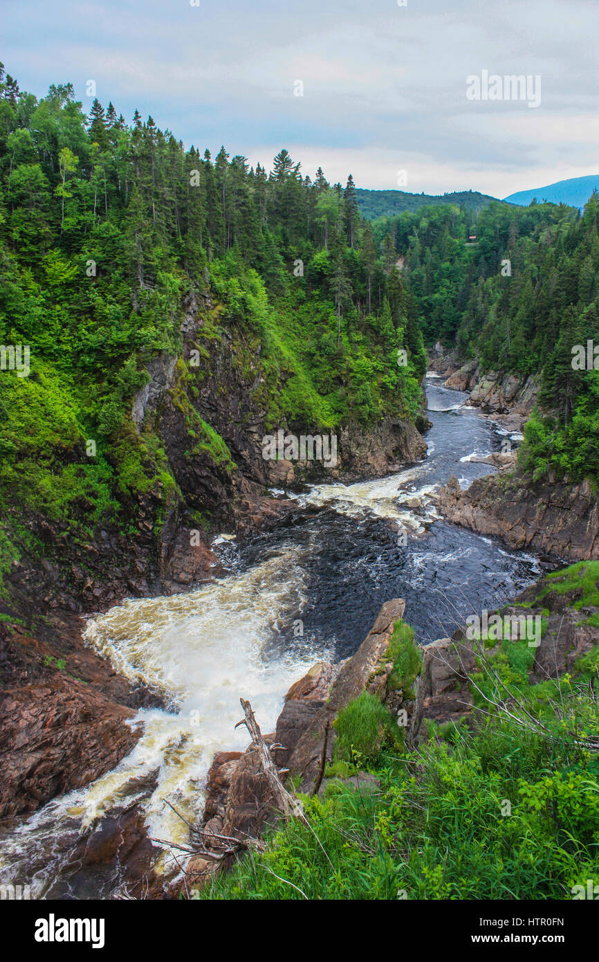 waterfall, river and mountains in quebec canada Stock Photo - Alamy