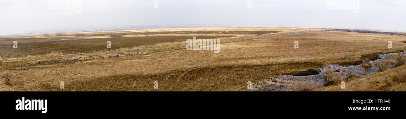 Landscape of the delta of river Evros, Greece, panoramic view Stock ...