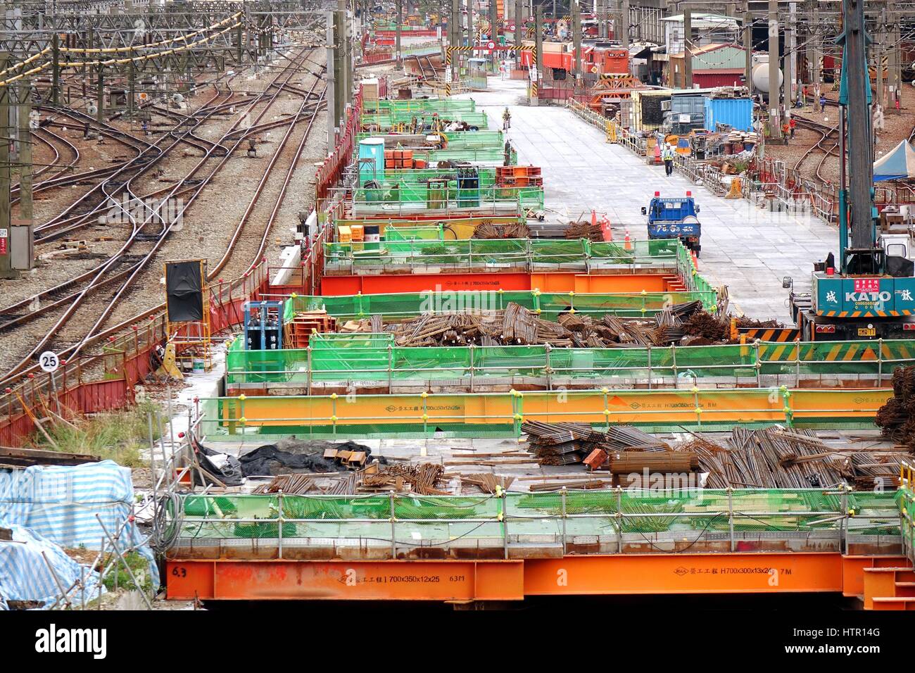 KAOHSIUNG, TAIWAN -- AUGUST 15, 2015: Large scale construction work ...