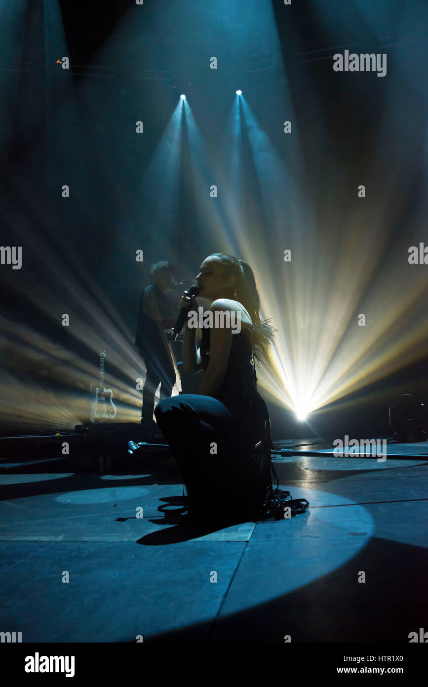London, UK. 13th Mar, 2017. Banks perform on stage at Roundhouse ...