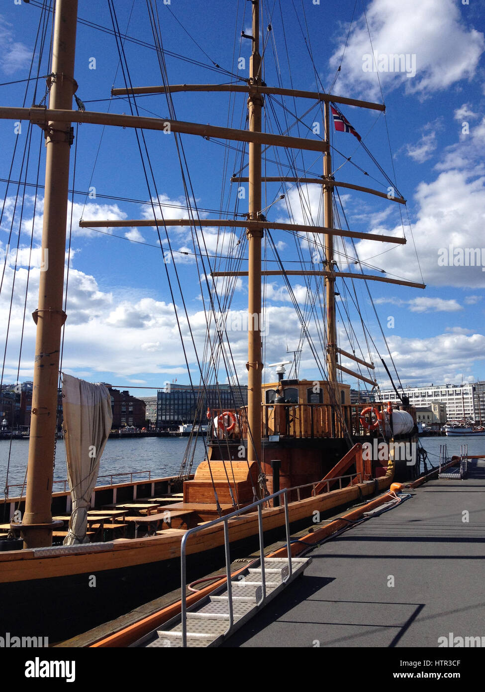 Norwegian sail boat docked in Oslo Havn, Oslo Port in Norway. Sailboat ...