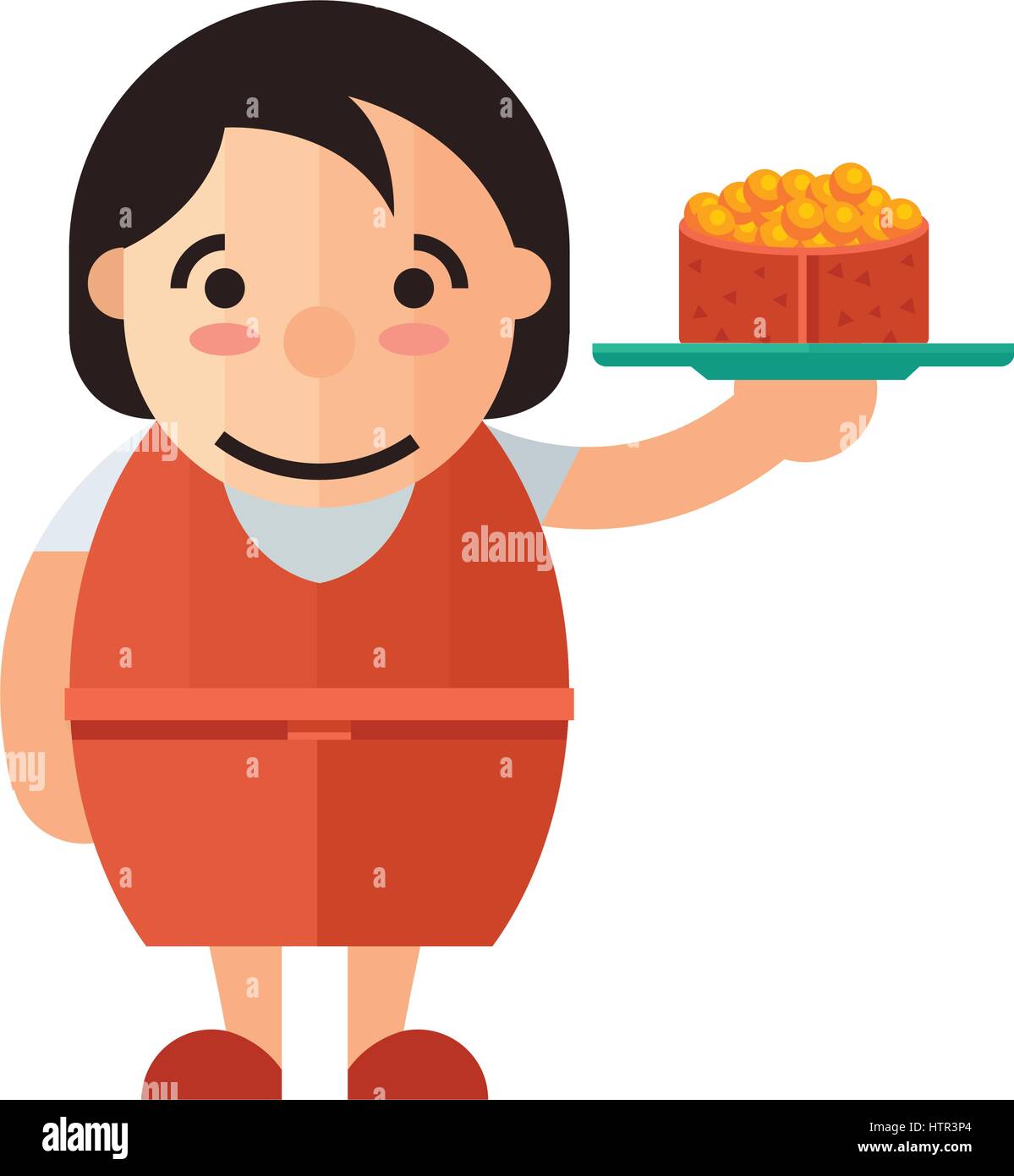 waiter serves japanese traditional yellow sushi Stock Vector Image ...