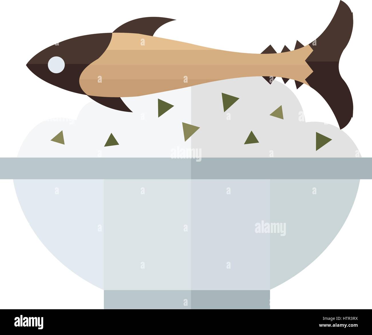 Fish vegetable brown rice Stock Vector Images - Alamy