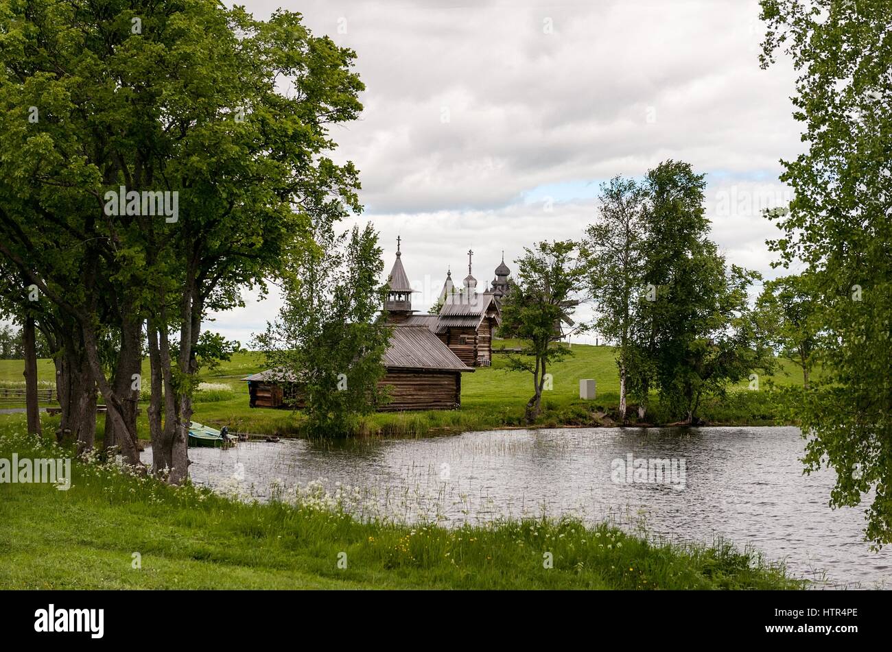wooden hut in Kizhi island lake Onega Stock Photo - Alamy