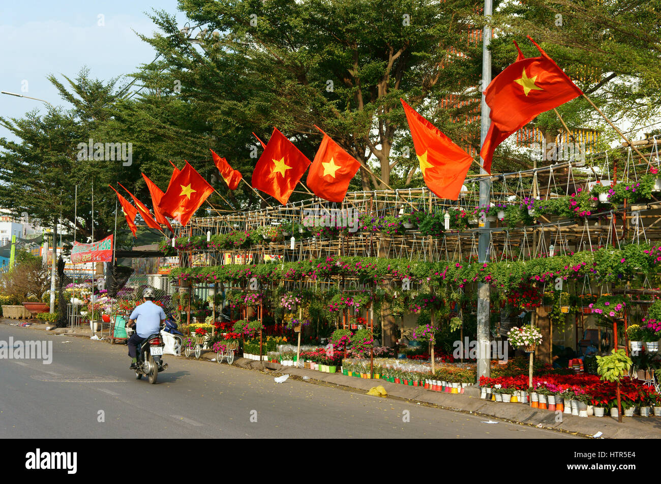 HO CHI MINH CITY, VIET NAM- FEB 9: Spring on Saigon street, outdoor ...