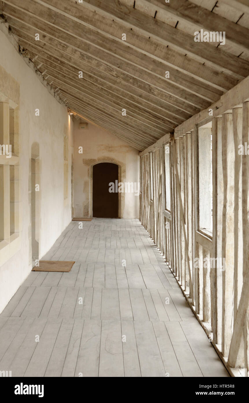 long wooden corridor Stock Photo - Alamy