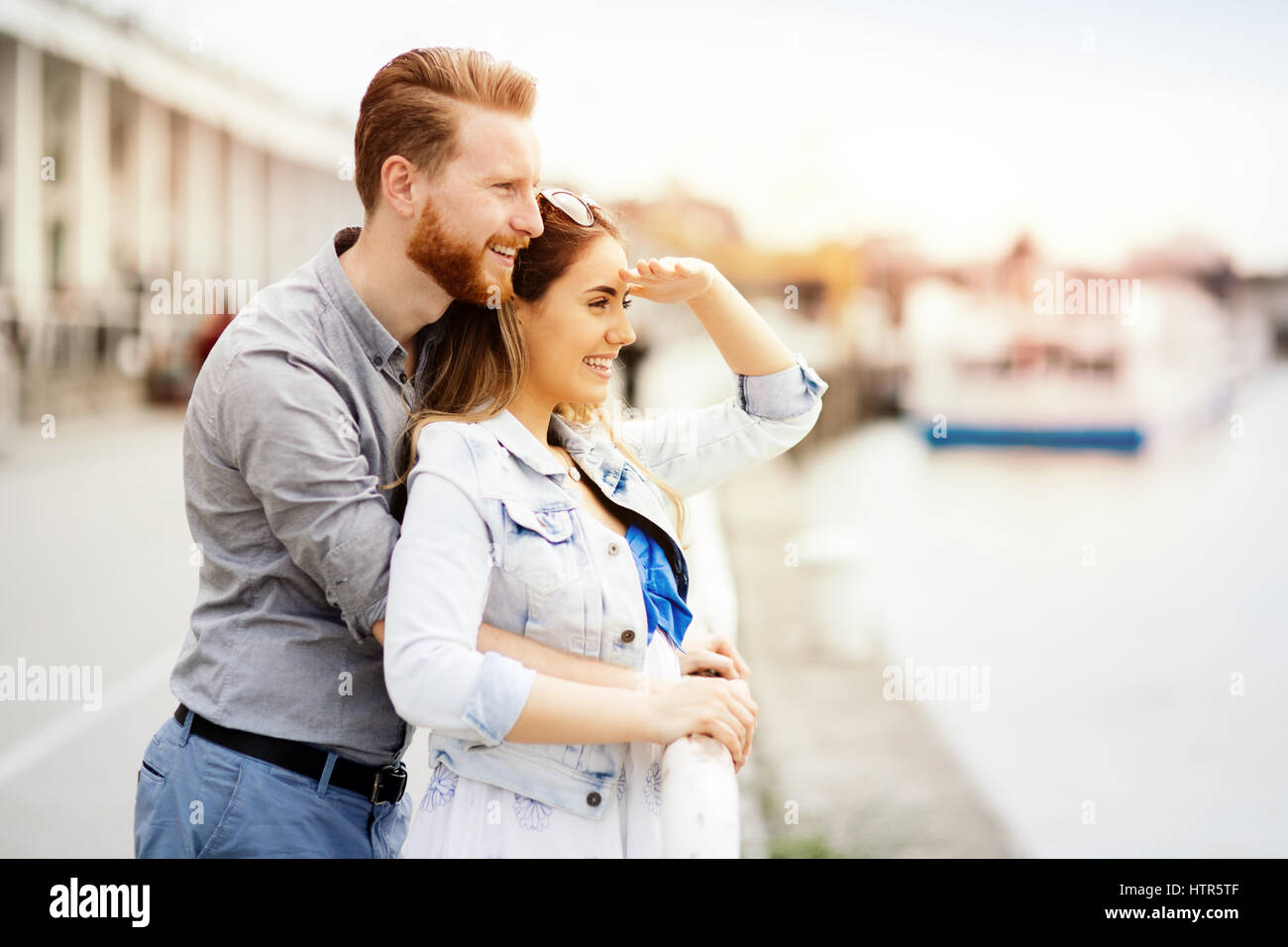 Happy family couple meeting outdoors hi-res stock photography and ...