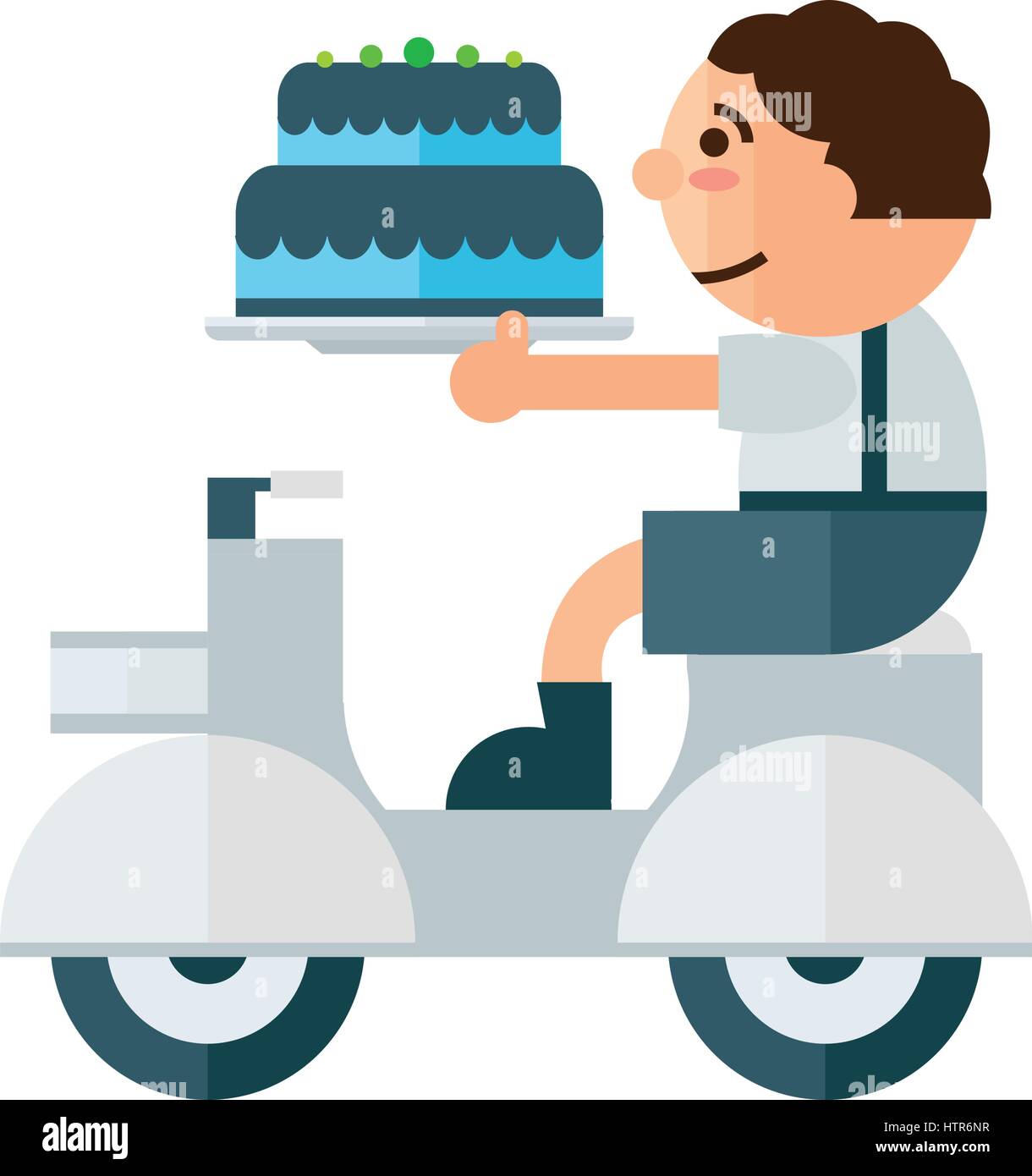 man Delivery cake birthday cartoon green, blue color Stock Vector Image ...