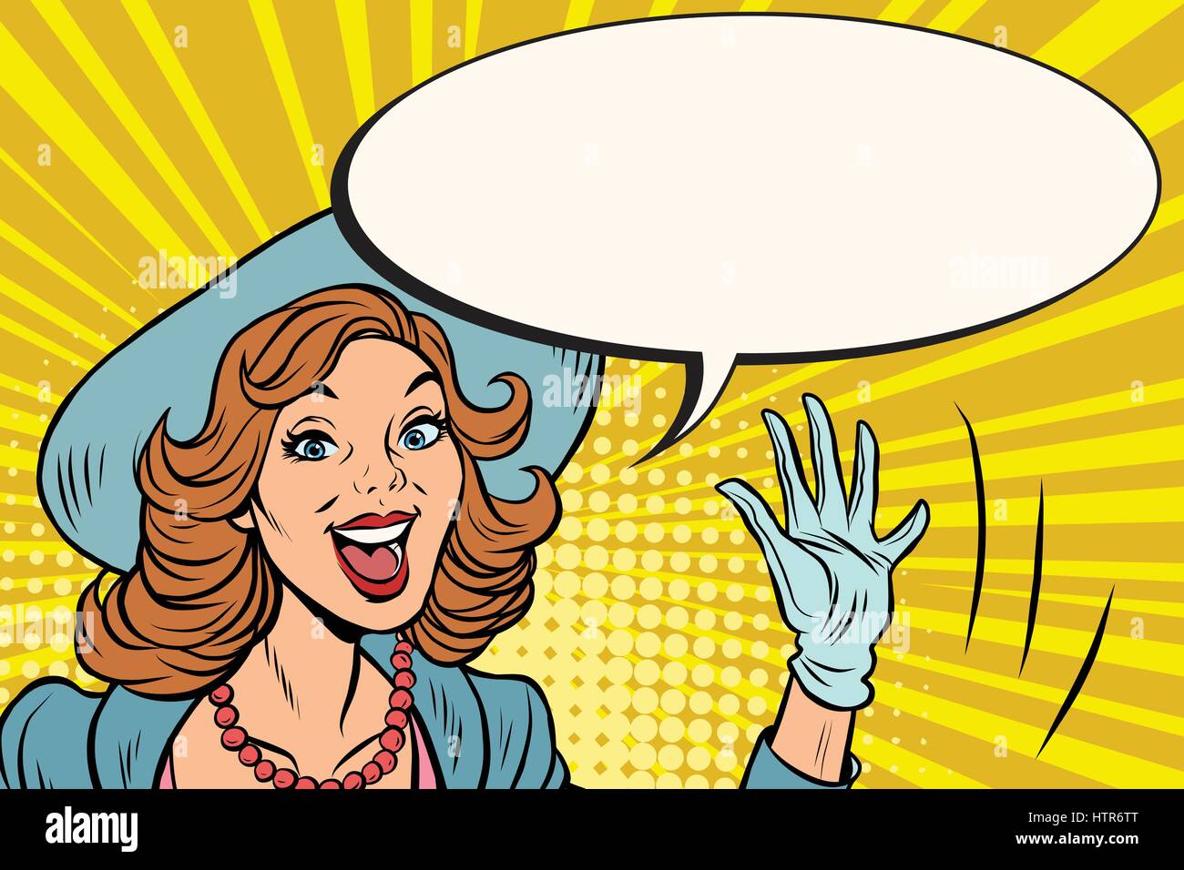 Waving cartoon woman hi-res stock photography and images - Alamy