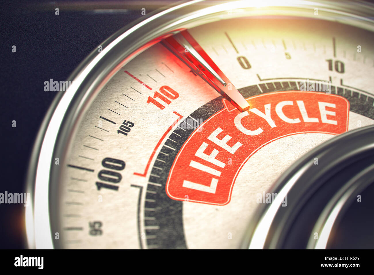 Life Cycle - Text on Conceptual Gauge with Red Needle. 3D Stock Photo ...