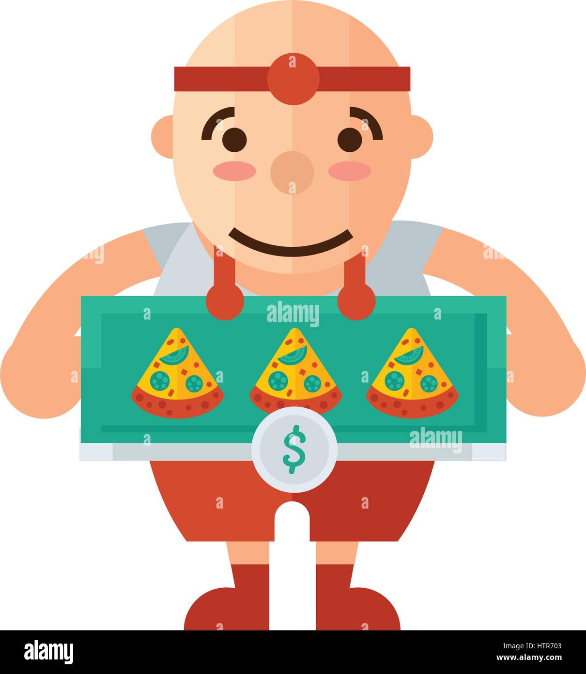 man selling Pizza cartoon green, orange color Stock Vector Image & Art ...