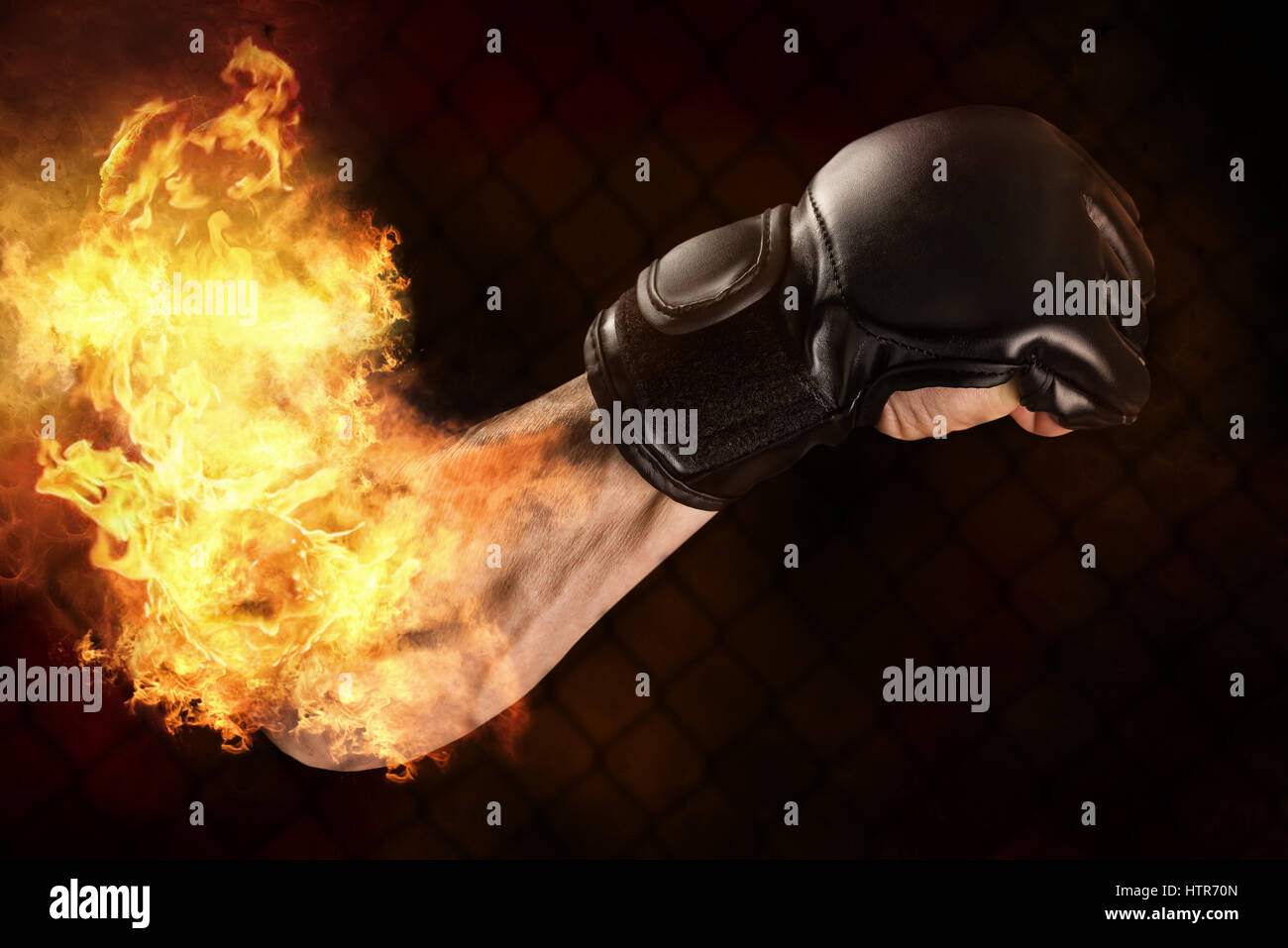 Mixed Martial Arts fighters arms with fire Stock Photo - Alamy