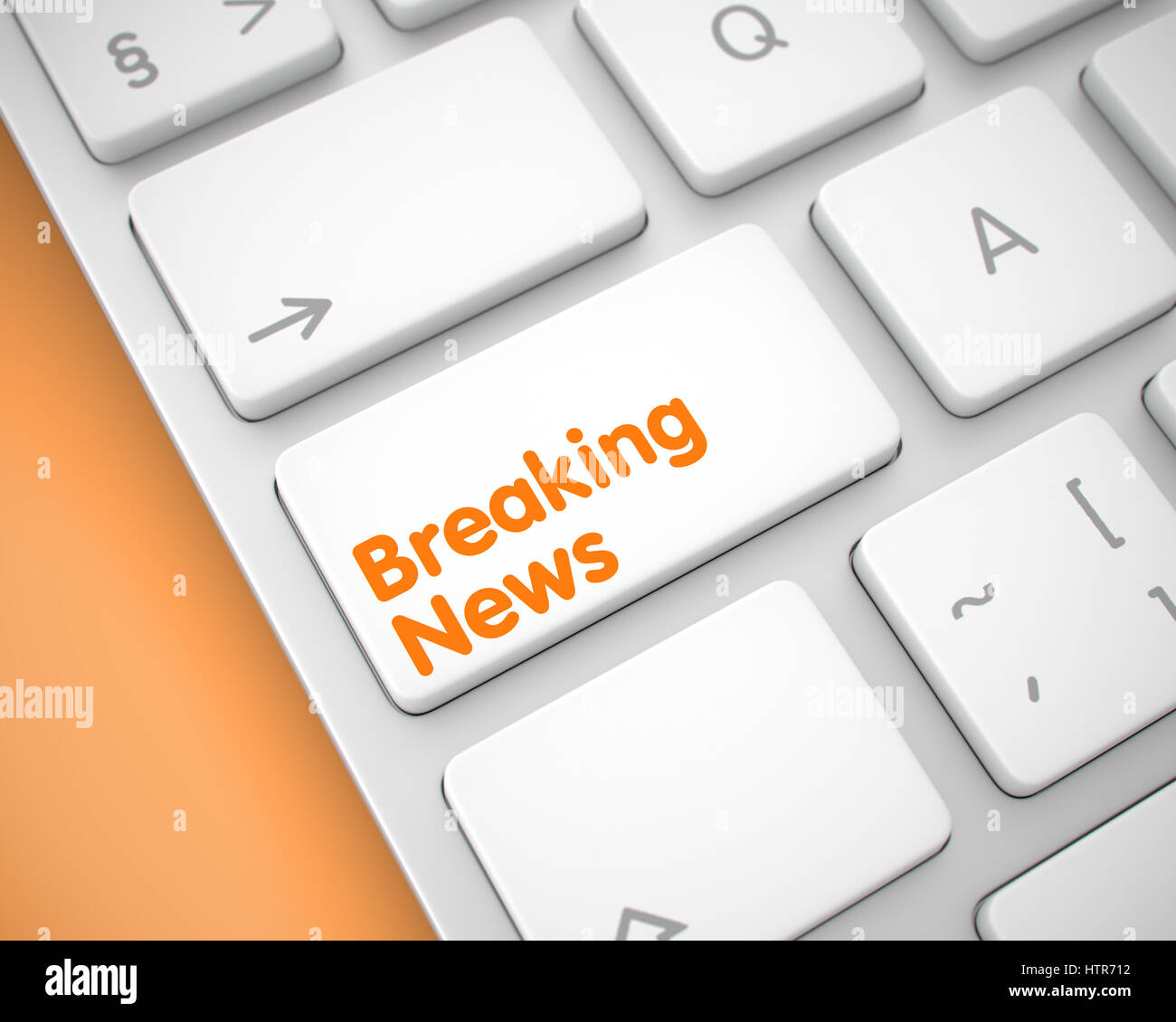Breaking News - Inscription on White Keyboard Keypad. 3D Stock Photo ...