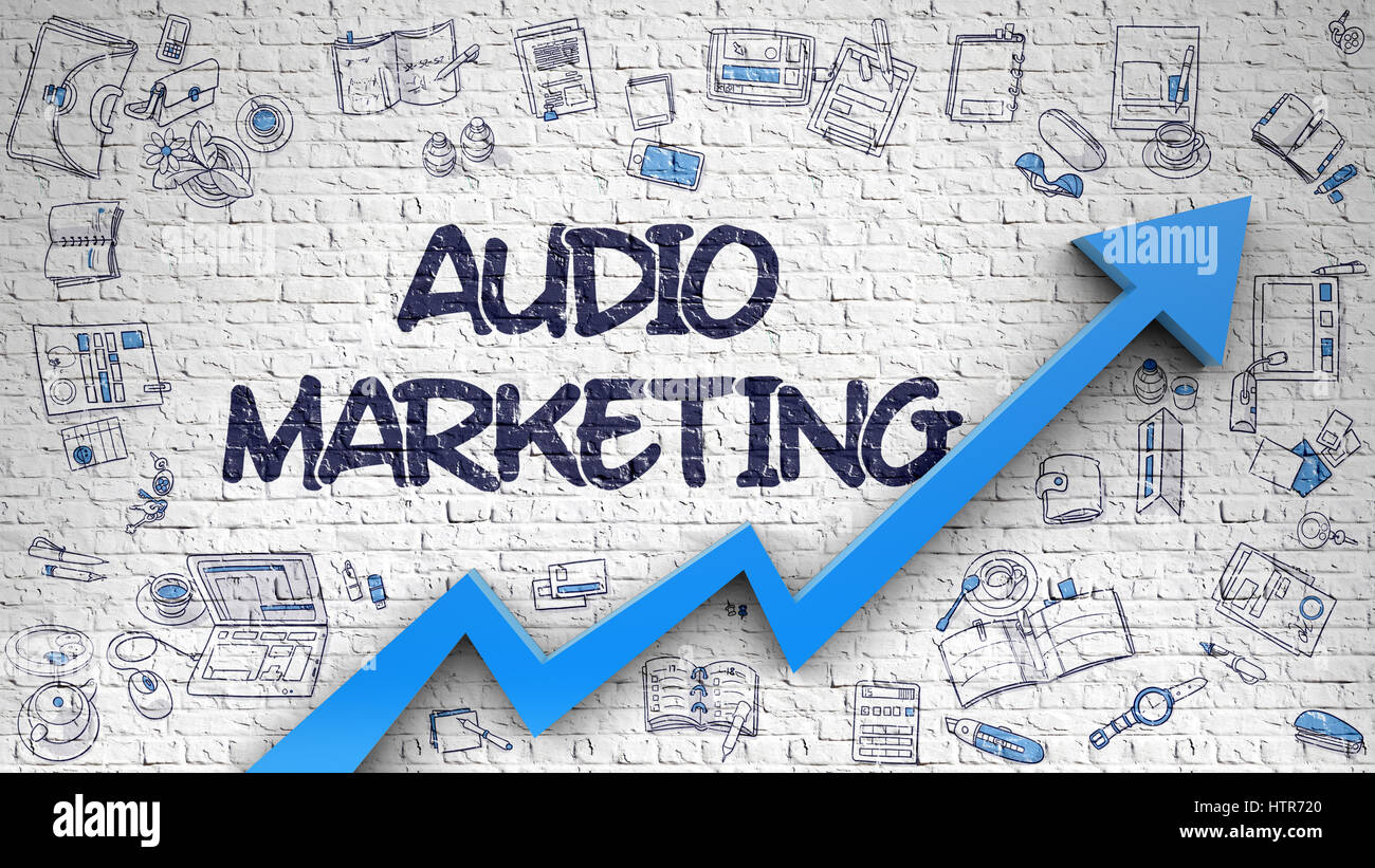 Audio Marketing Drawn on White Brickwall Stock Photo - Alamy