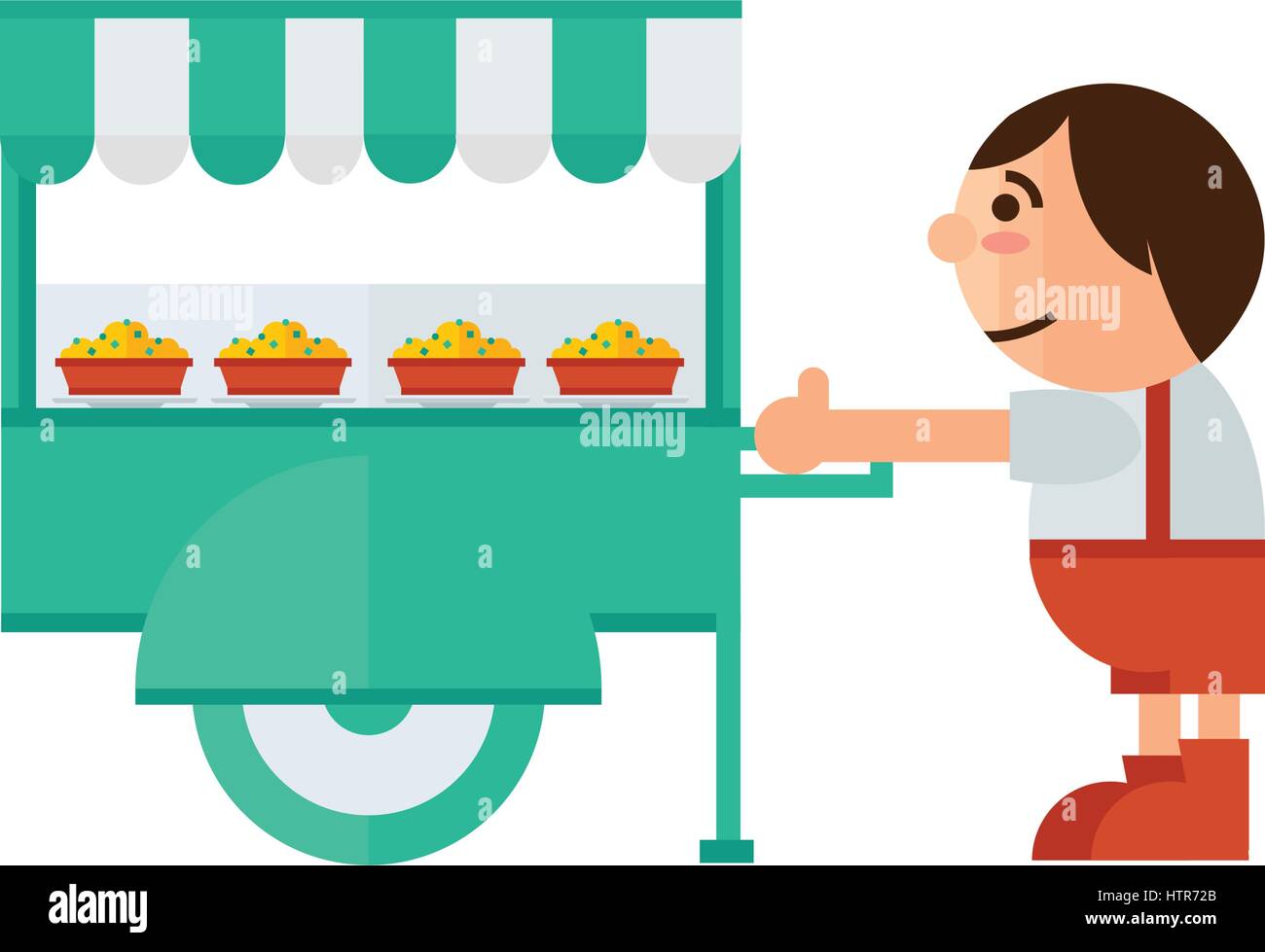 food cart icon cartoon green, orange color Stock Vector Image & Art - Alamy