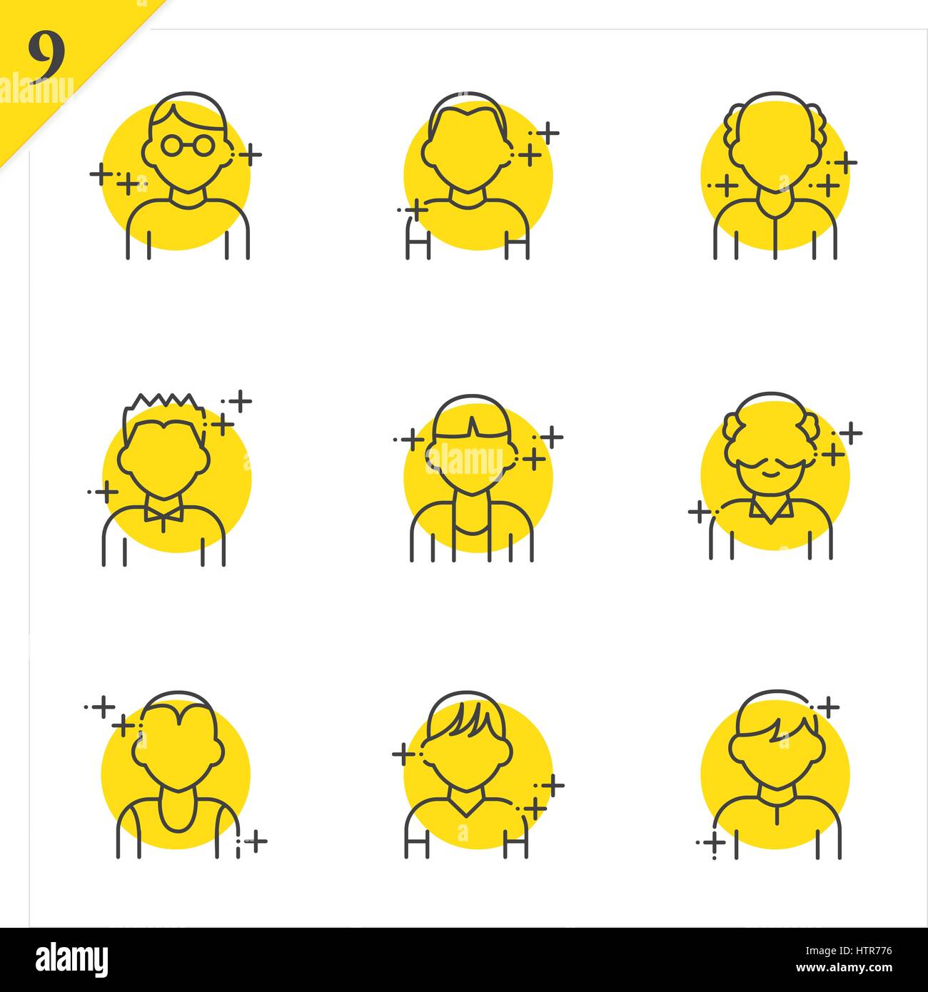 human avatars icon Set yellow mark Stock Vector Image & Art - Alamy