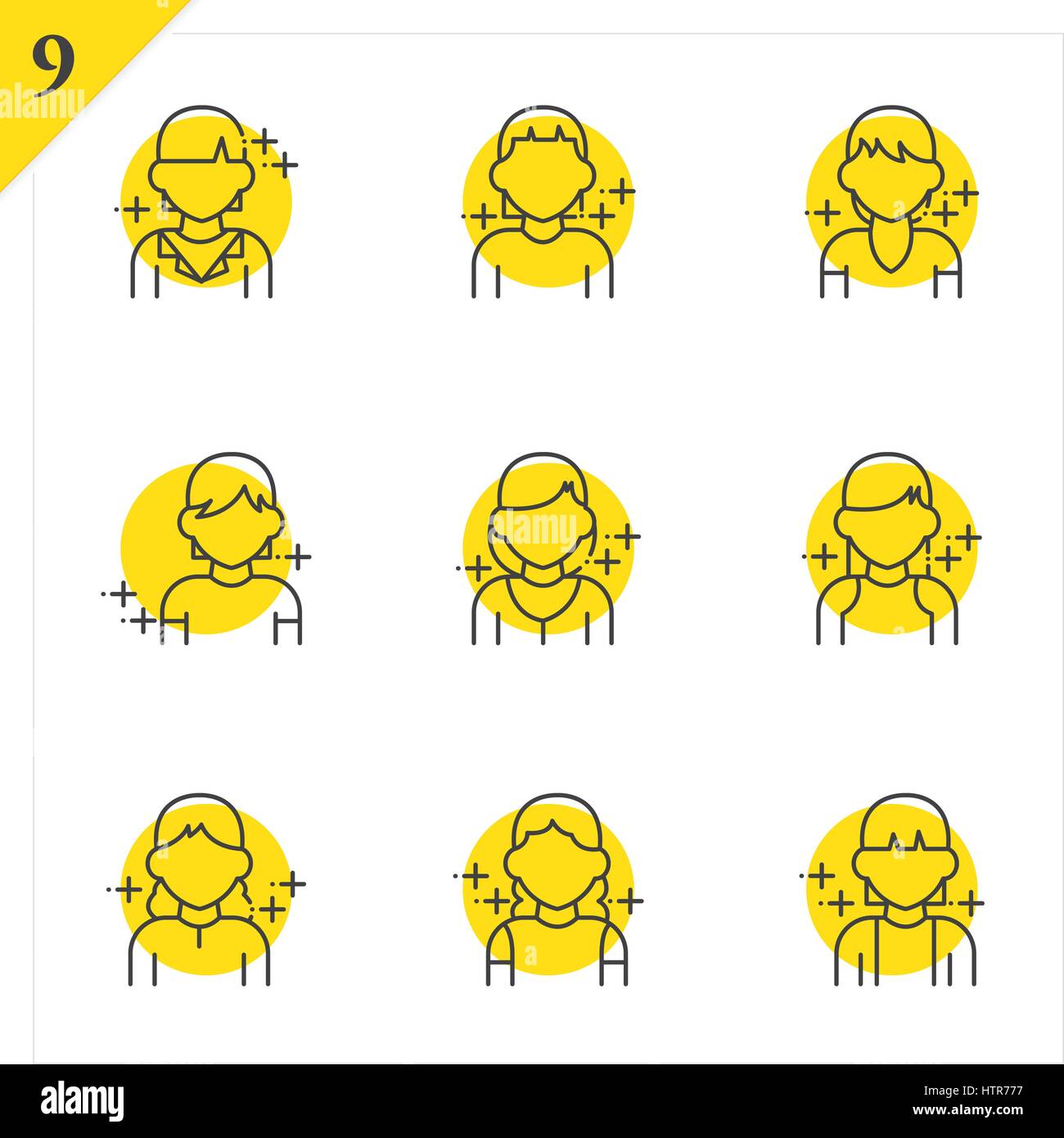 avatars icon Set yellow mark Stock Vector Image & Art - Alamy