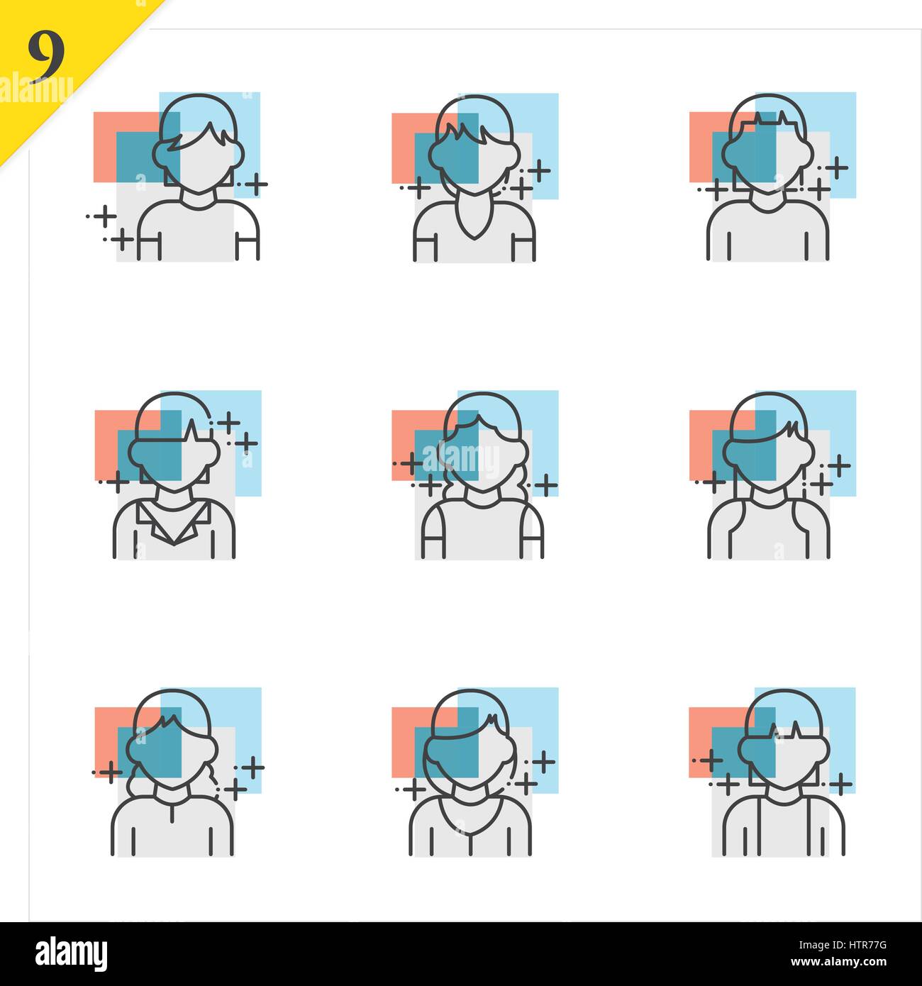 avatars icon Set 3 color Stock Vector Image & Art - Alamy