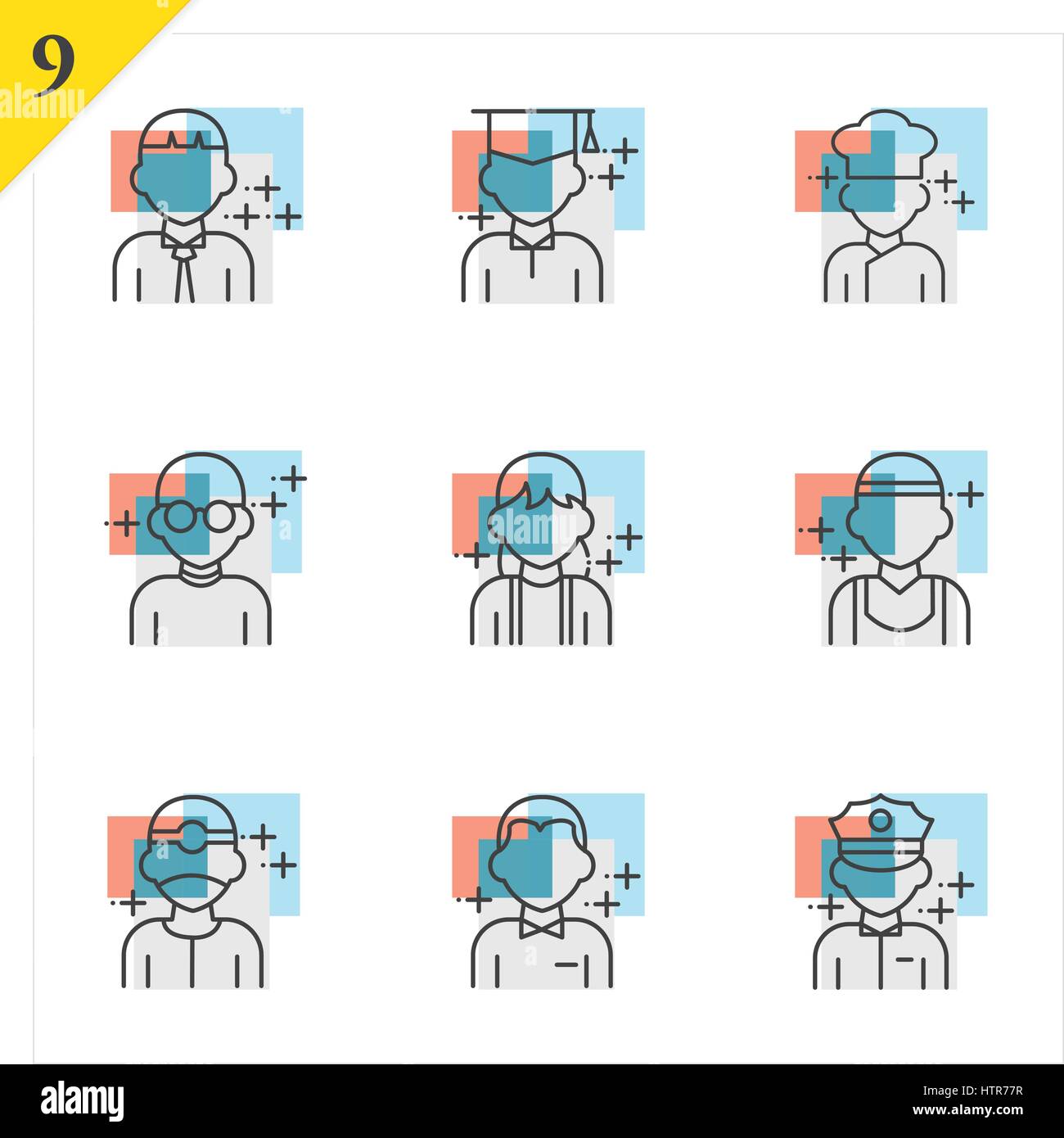 Vector human avatars icon Set 3 color Stock Vector Image & Art - Alamy