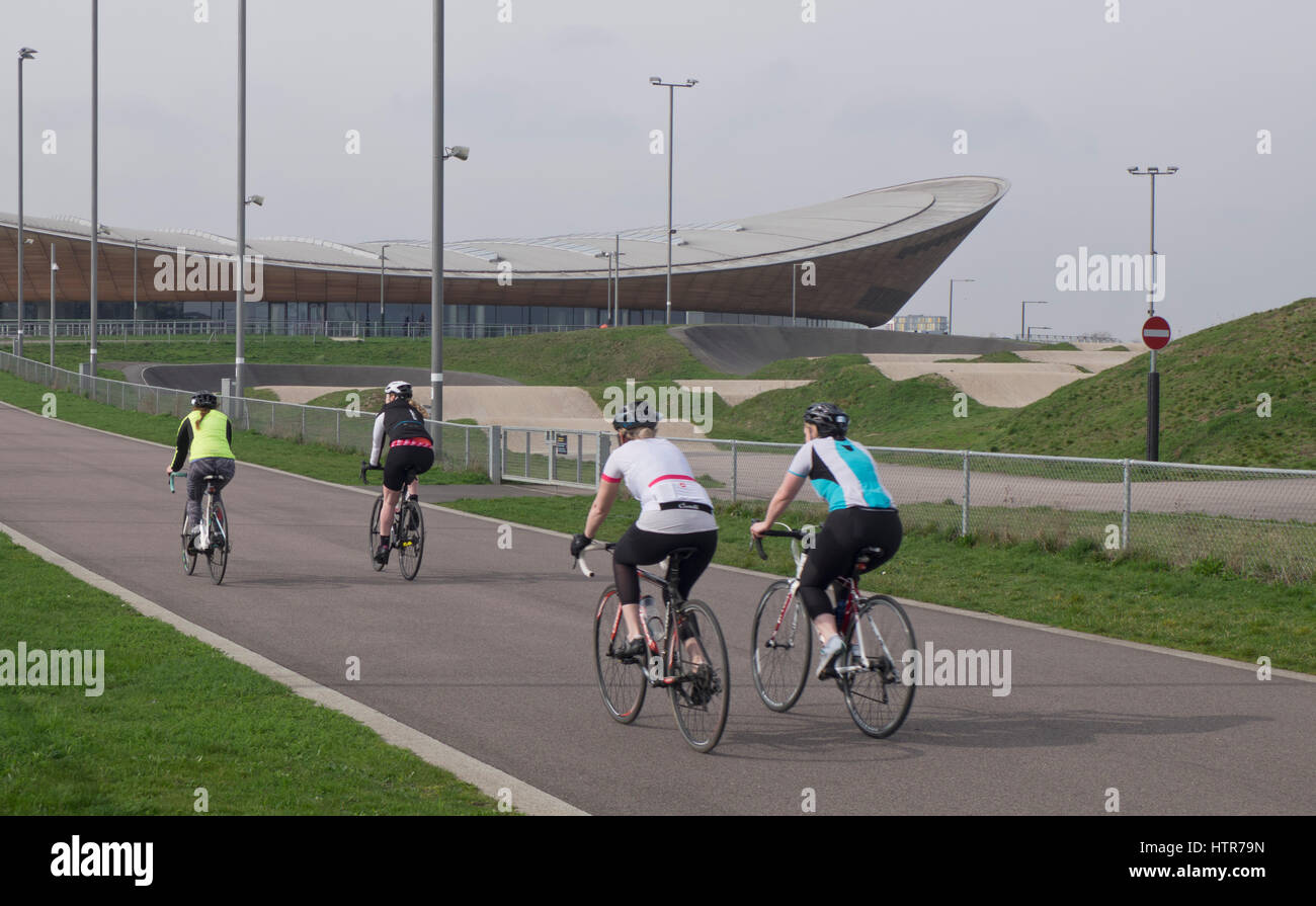 Cyclists using bicycle and BMX training tracks by the Velodrome as part ...