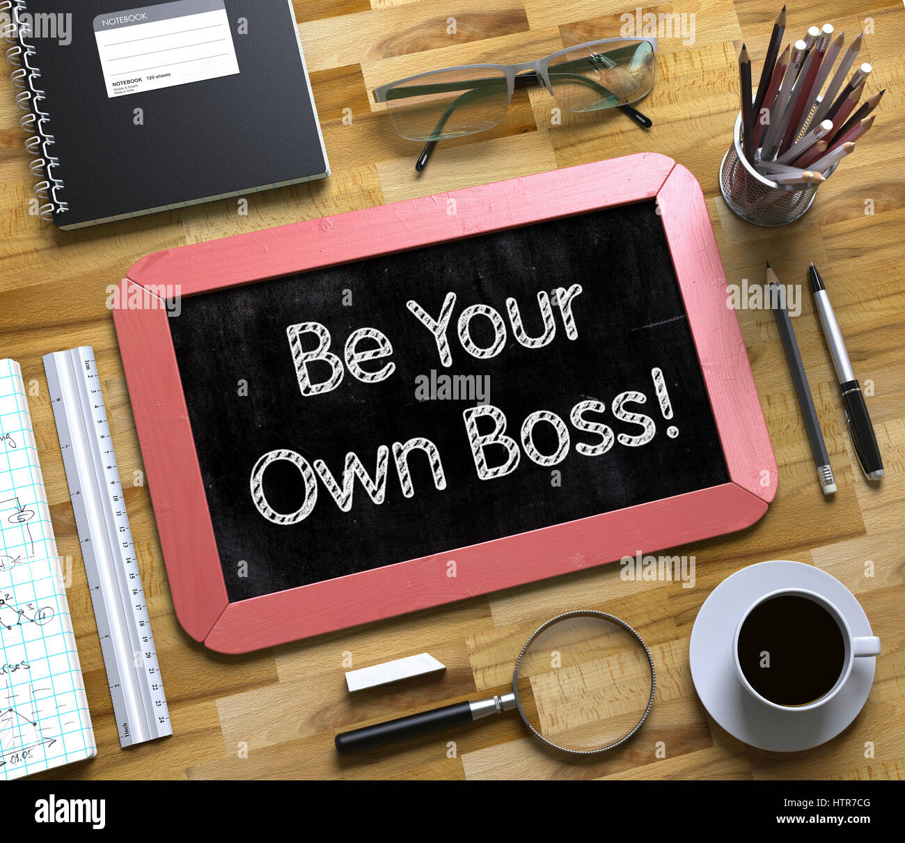 Be Your Own Boss Handwritten on Small Chalkboard. 3D Stock Photo - Alamy