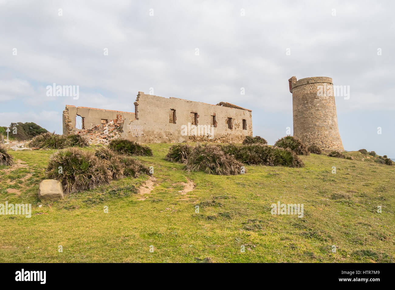Guadalmesi watchtower, Strait Natural Park, Cadiz, Spain Stock Photo ...