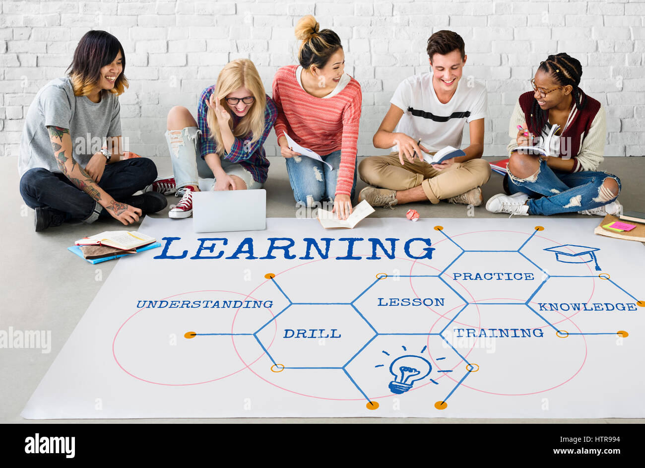 Learning Hexagon Pattern Diagram Graphic Icon Stock Photo - Alamy