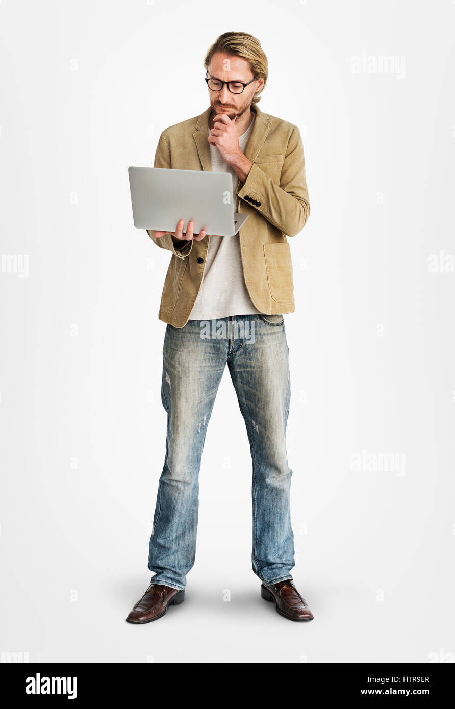 Man Laptop Connection Networking Technology Concept Stock Photo - Alamy