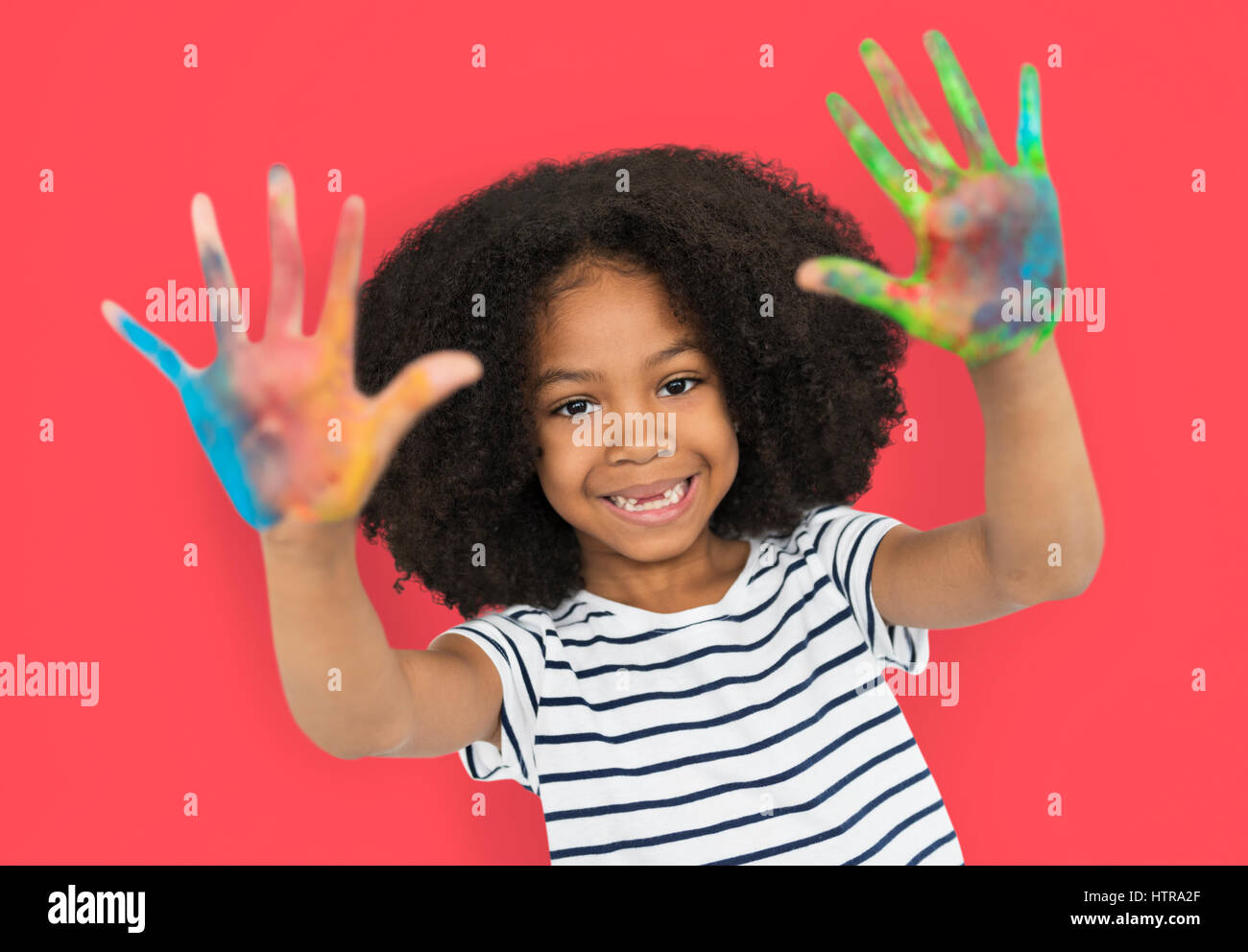 African Descent Little Girl Hand Painting Concept Stock Photo - Alamy