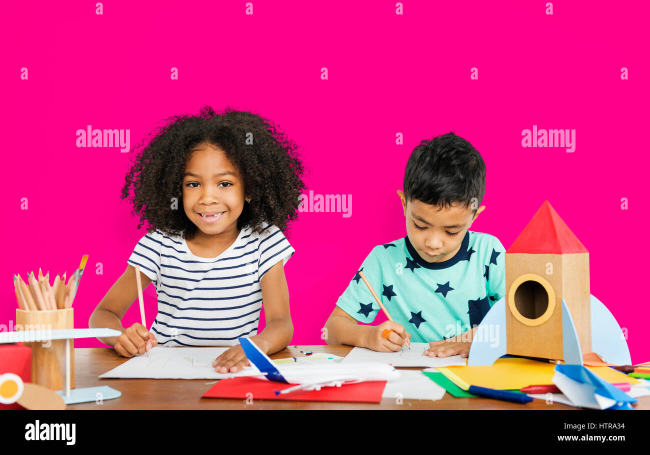 Little Children Drawing Sketching Concept Stock Photo - Alamy