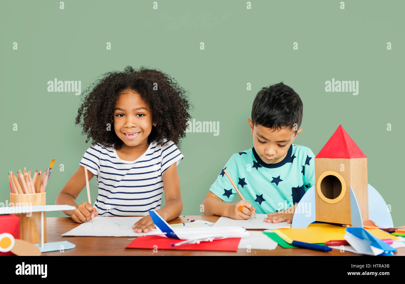 Little Children Drawing Sketching Concept Stock Photo - Alamy