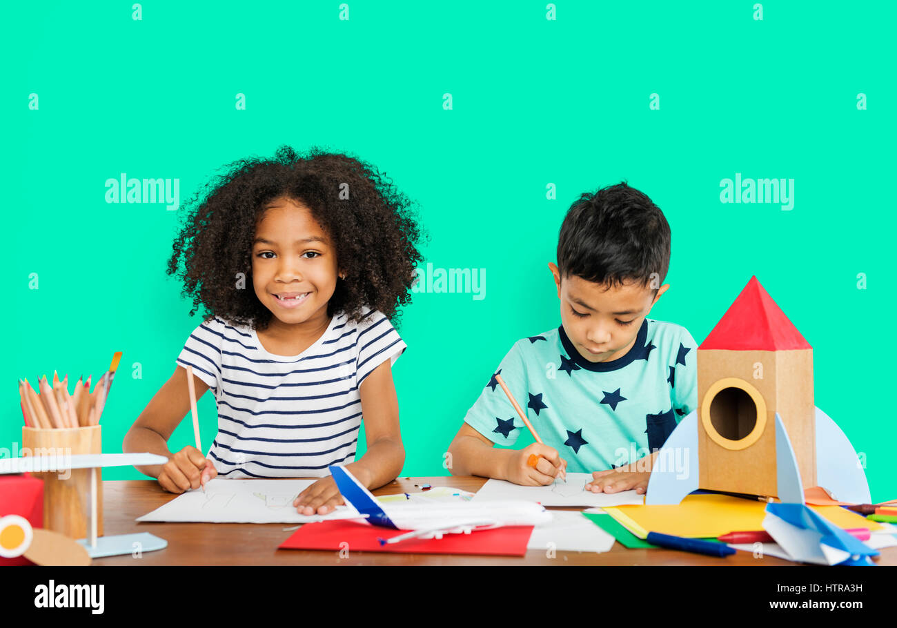 Little Children Drawing Sketching Concept Stock Photo - Alamy