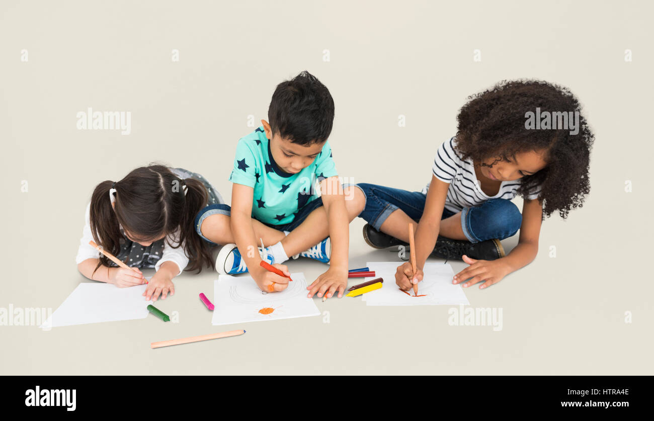Little Children Drawing Sketching Concept Stock Photo - Alamy