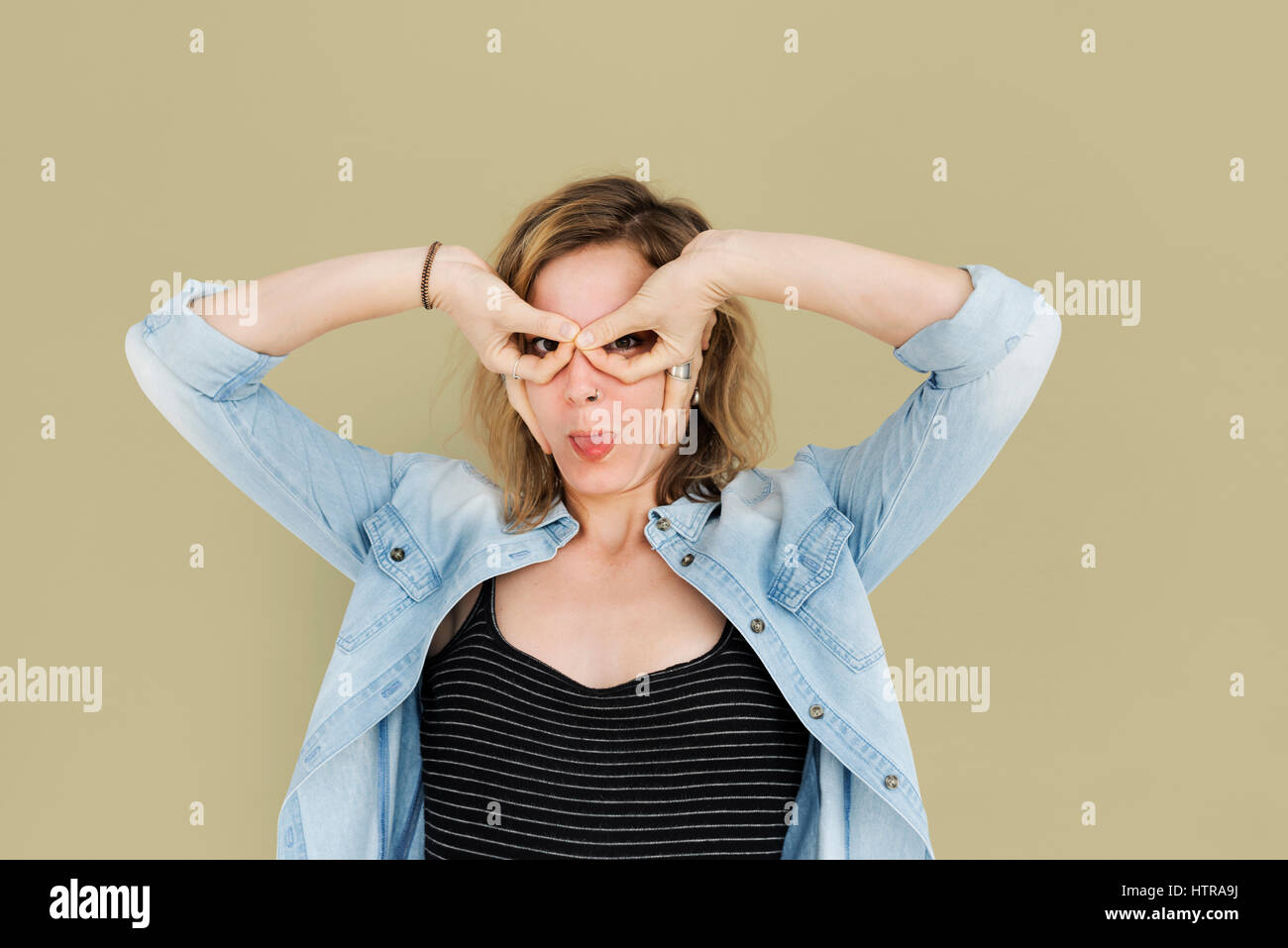 Caucasian Lady Silly Face Tongue Stock Photo - Alamy