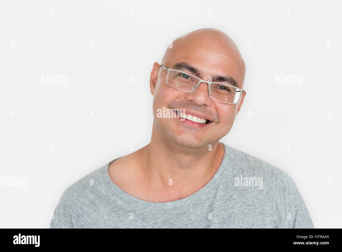 Bald Man Smiling Happiness Portrait Stock Photo - Alamy