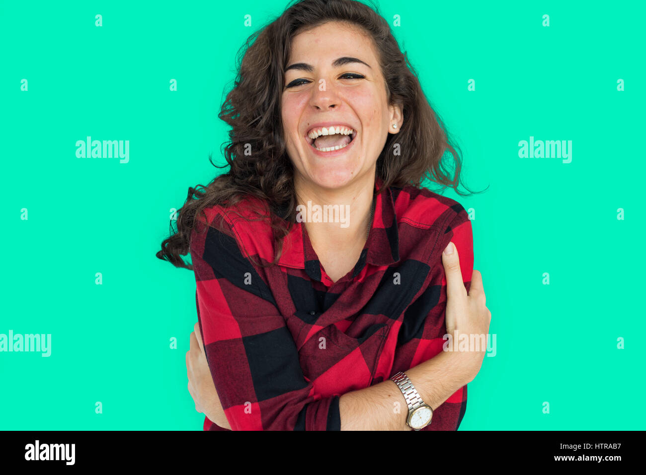 Caucasian Lady Body Hug Concept Stock Photo - Alamy