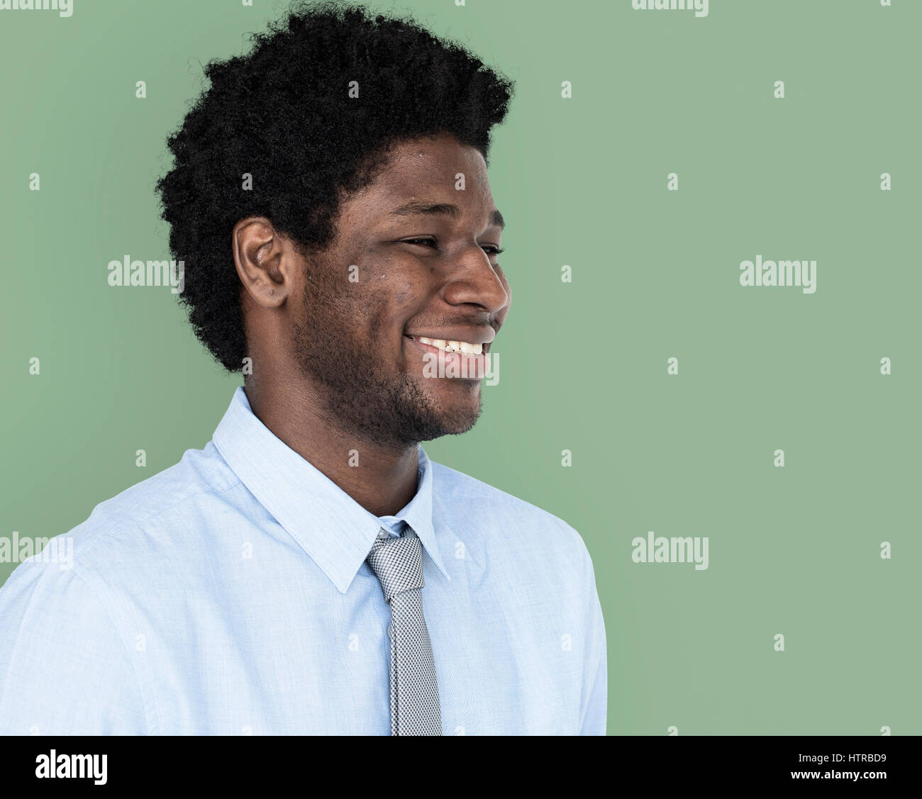 African Descent Man Smiling Side Concept Stock Photo - Alamy