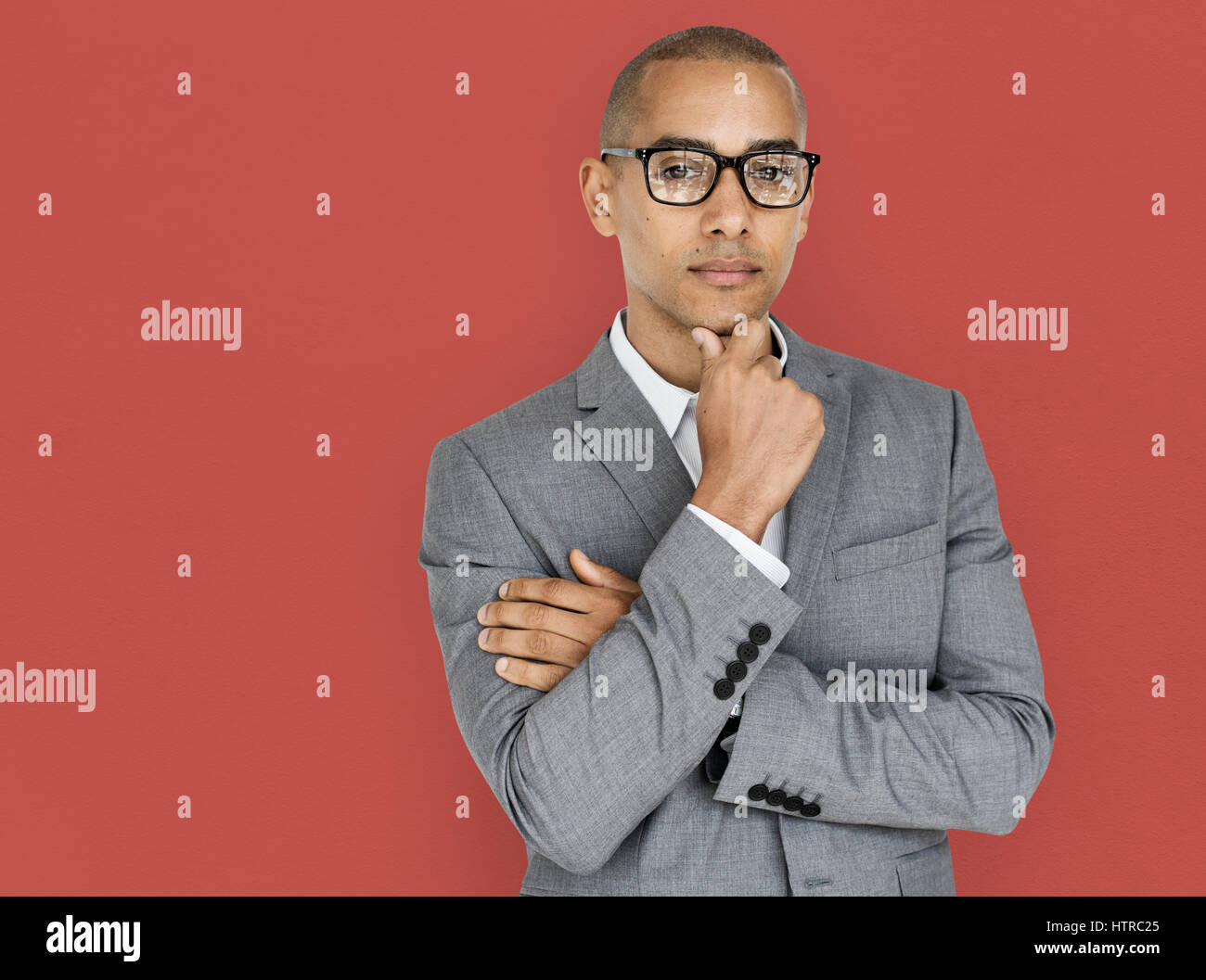 African Descent Business Man Thinking Stock Photo - Alamy