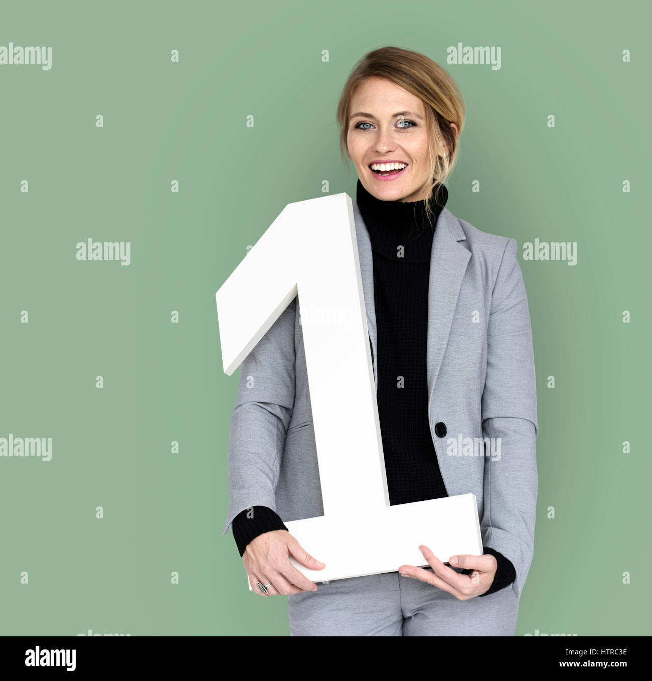 Caucasian Business Woman Rank Number One Stock Photo - Alamy