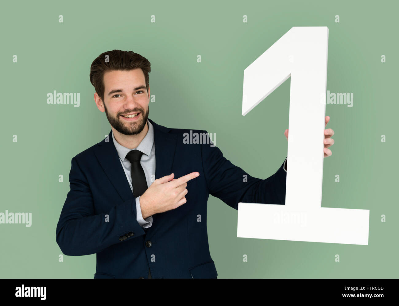 Caucasian Business Man Number One Stock Photo - Alamy