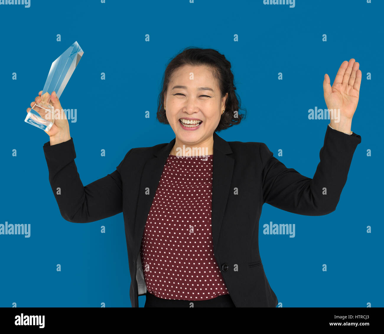 Asian Business Woman Award Smiling Stock Photo - Alamy