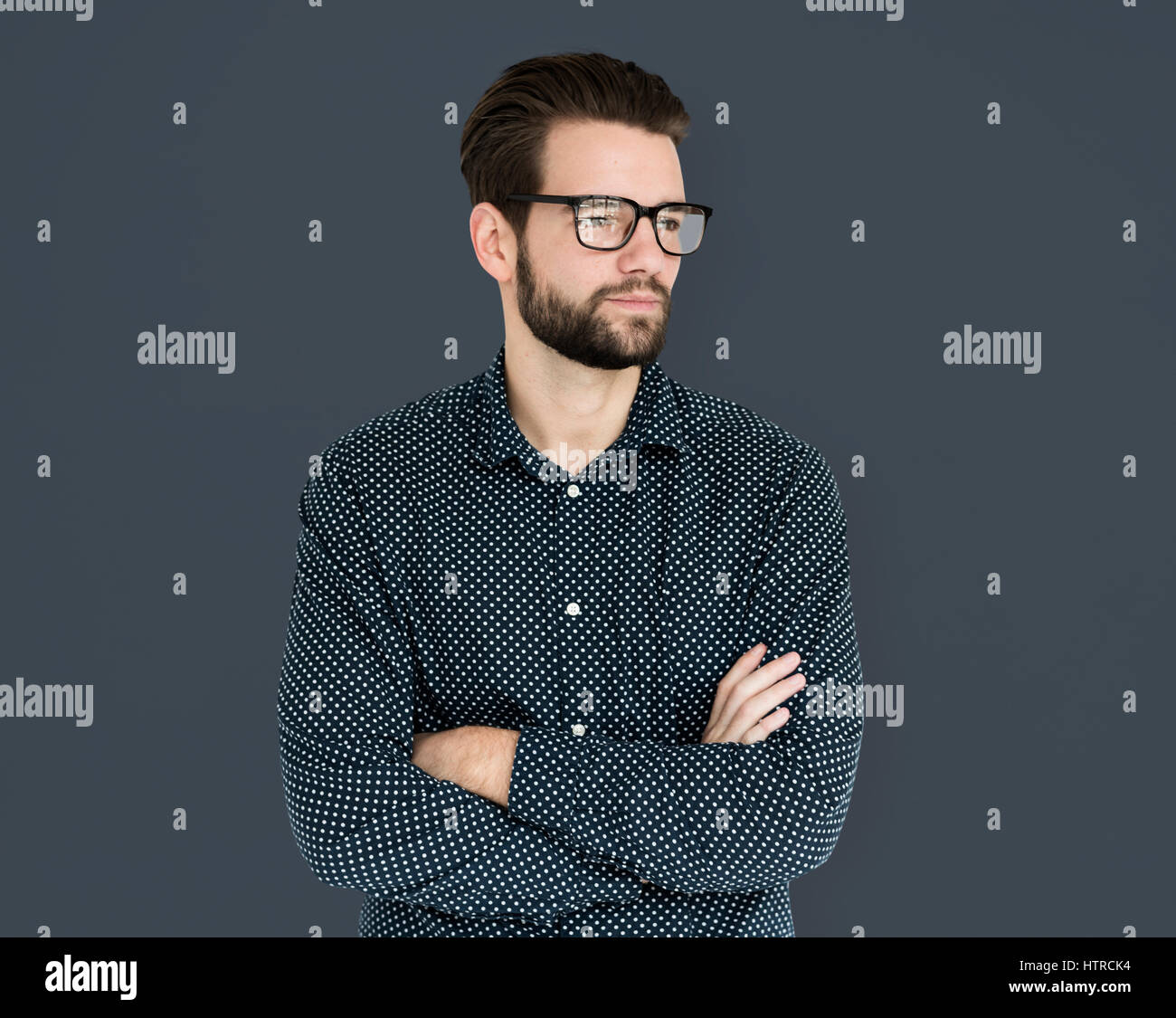Man Curious Thinking Arms Crossed Portrait Stock Photo - Alamy