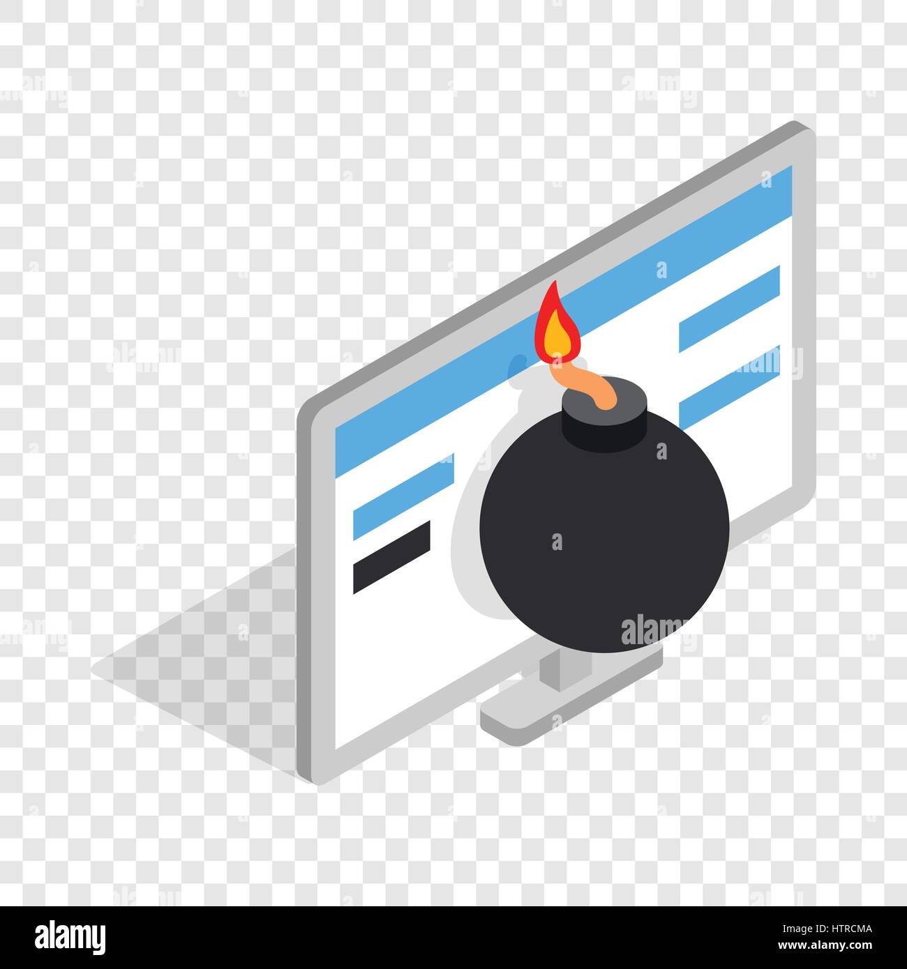 Bomb and computer monitor isometric icon Stock Vector Image & Art - Alamy