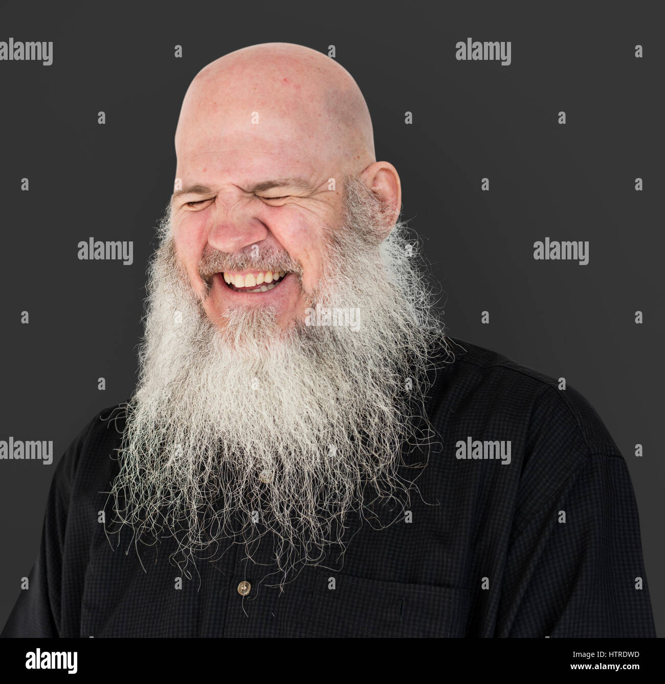 Men Adult Long Beard Bald Head Smile Stock Photo - Alamy