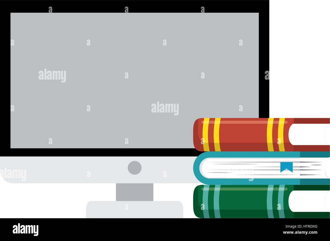 computer desktop with ebooks isolated icon Stock Vector Image & Art - Alamy