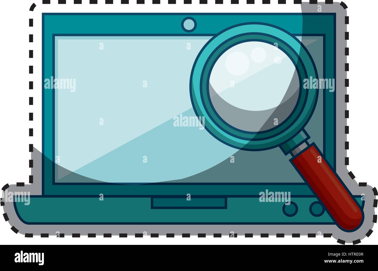 laptop computer with magnifying glass isolated icon Stock Vector Image ...