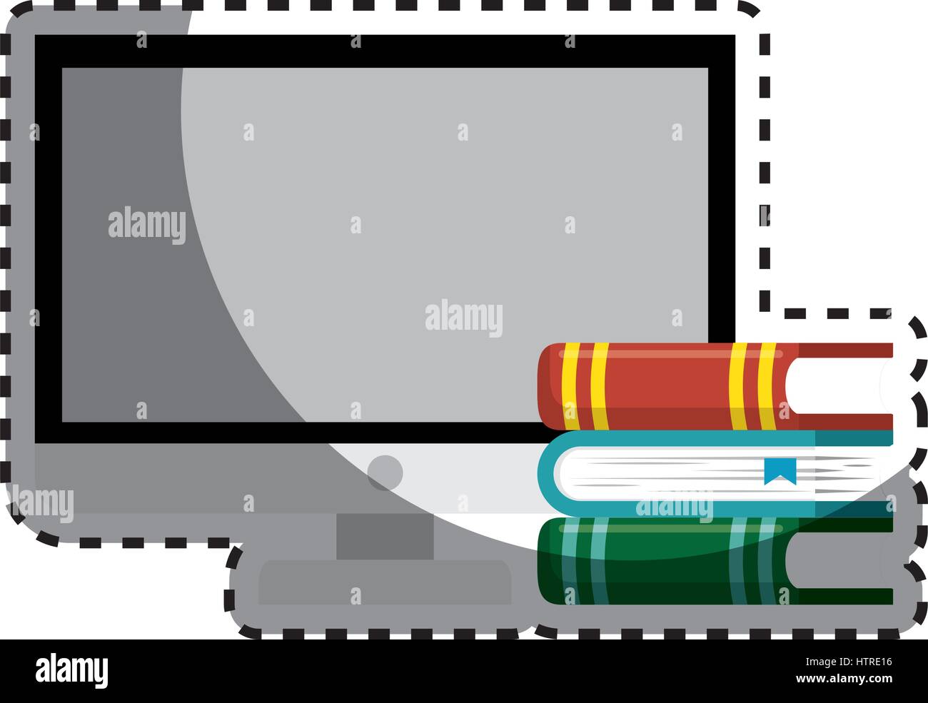 computer desktop with ebooks isolated icon Stock Vector Image & Art - Alamy