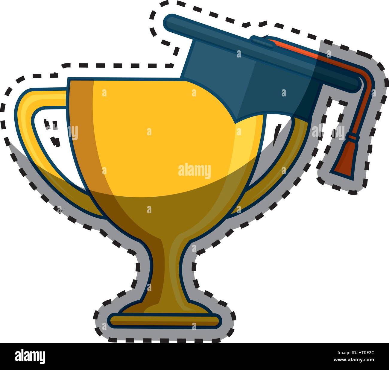 trophy cup with hat graduation award isolated icon Stock Vector Image ...